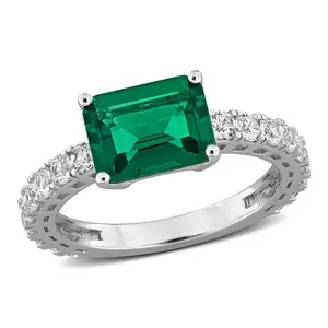 JULIANNA B. Lab- And White Sapphire Ring - Created Emerald