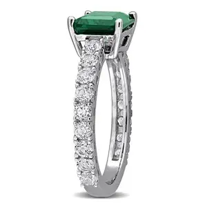 JULIANNA B. Lab- And White Sapphire Ring - Created Emerald