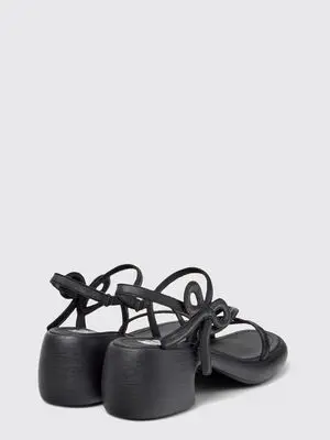 Camper Twins Leather Heeled Sandals With Bow Detailing - Black