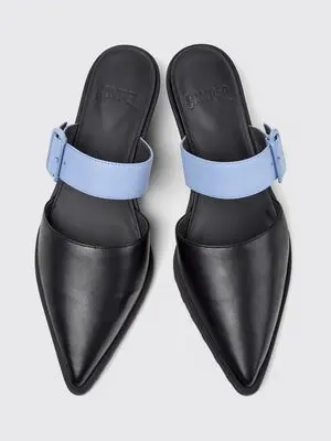 Camper Anita Leather Mules With Adjustable Strap - Black