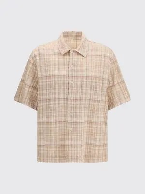 SUNFLOWER Check Cotton And Linen Blend Casual Shirt - Sand