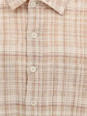SUNFLOWER Check Cotton And Linen Blend Casual Shirt - Sand