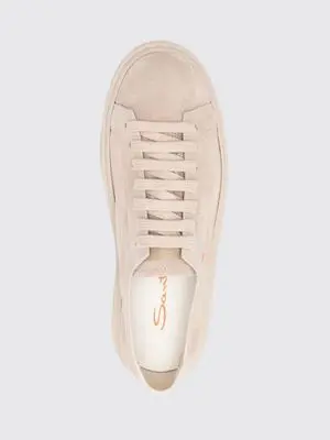 Santoni Suede Platform Low Top Sneakers - Nude
