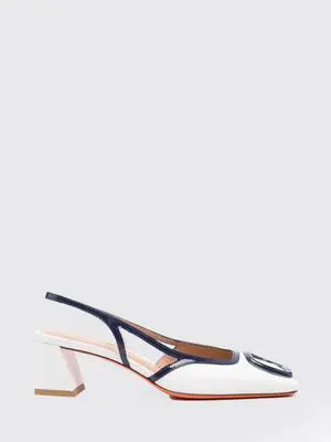 Santoni Leather Slingback Court Shoes - White