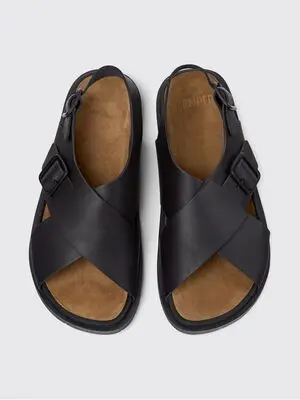 Camper Lluc Leather Slingback Sandals - Black