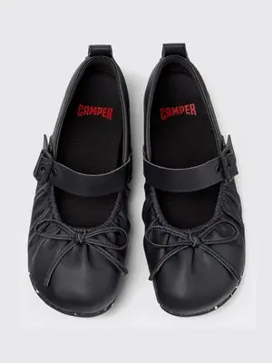 Camper Wabi Leather Ballerina Flats - Black