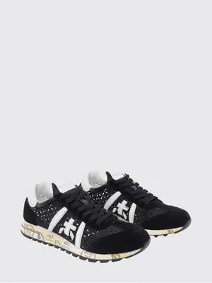 Premiata Lucy Suede And Perforated Fabric Sneakers