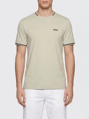 BOSS Cotton T-shirt With Logo - Beige
