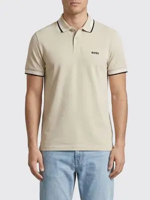 BOSS Cotton Polo With Logo Beige