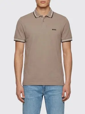 BOSS Cotton Polo With Logo - Sand