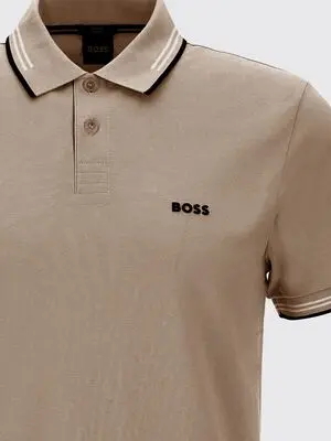 BOSS Cotton Polo With Logo - Sand