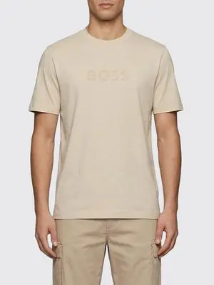 BOSS Cotton T-shirt With Logo - Beige