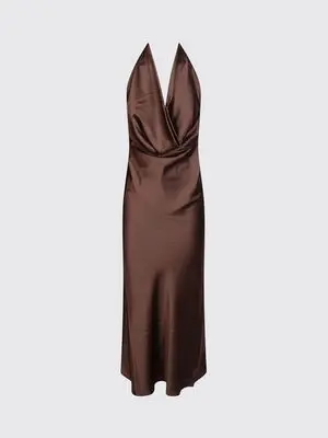 ROTATE BY BIRGER CHRISTENSEN Satin Halterneck Midi Dress - Brown