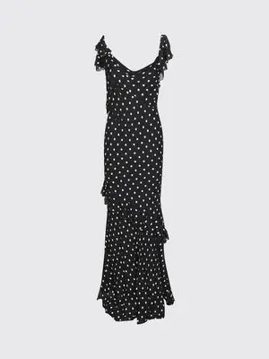SELF-PORTRAIT Polka Dot Ruffled Maxi Dress