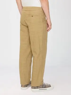 Burberry Cotton Straight Trousers With Check Pattern
