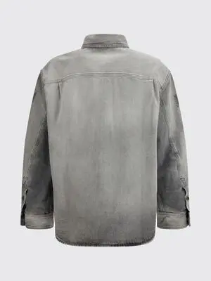 Off-White Cotton Denim Shirt With Logo Print