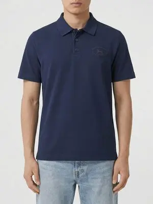 Burberry Cotton Polo Shirt With Ekd Logo - Navy