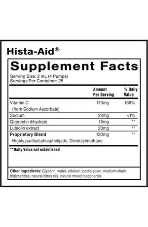 QUICKSILVER SCIENTIFIC Nanoemulsified Hista-aid Vitamin C Quercetin And Luteolin Liquid Supplement - None