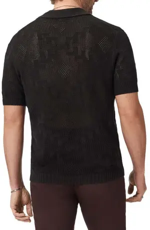 John Varvatos Corso Organic Cotton Diamond Crochet Polo - Brandy