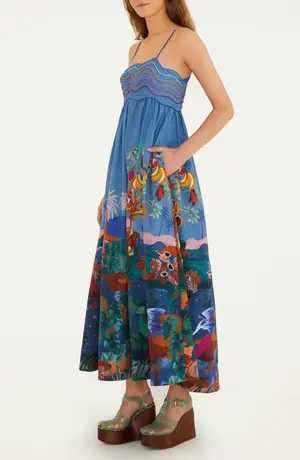 Farm Rio Dream Landscape Organic-cotton Sundress