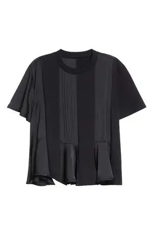 Sacai Mixed Media Satin & Jersey T-shirt