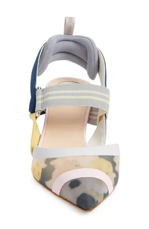 Fendi Colibri Floral Mesh Slingback Pumps - Grey Multi