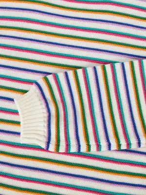 Robert Talbott Stripe Rollneck Sweater - White Multi