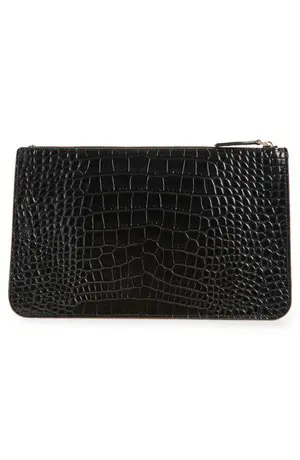 TOTEME Croc Embossed Leather Threefold Clutch - Black