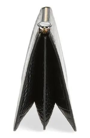 TOTEME Croc Embossed Leather Threefold Clutch - Black