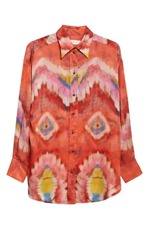 Zimmermann Kindred Spirit Alchemy Relaxed Silk Satin Button-up Shirt