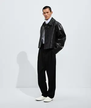 Bottega Veneta Cracked Leather Jacket - Double Black