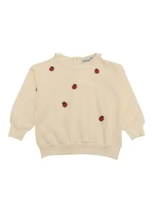 MINI RODINI Ladybugs Embroidered Lace Sweatshirt