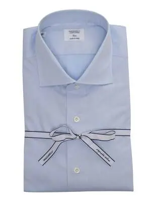 MAZZARELLI CAMICIE Slim Fit Cotton Shirt - Blue