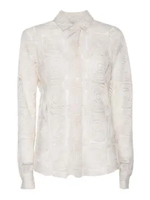 MAZZARELLI CAMICIE Tulle Shirt With Embroidered Roses
