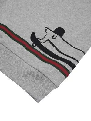 Gucci Long Sleeve Felted Cotton Crewneck Sweatshirt