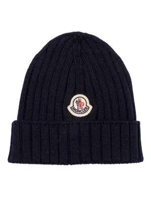 MONCLER BABY Ribbed Beanie - Blu