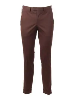 PT TORINO Flat Front Trousers With Diagonal And Flap Pockets - Red