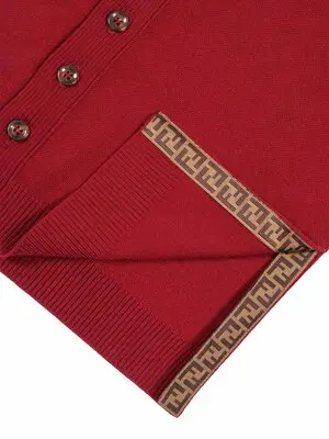 FENDI JR Wool Knit Cardigan With Logo