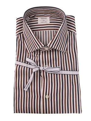 MAZZARELLI CAMICIE Striped Cotton Shirt - Red