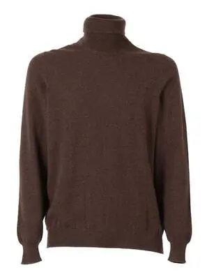 Fedeli Long Sleeve Knitted Turtleneck Sweater - Red