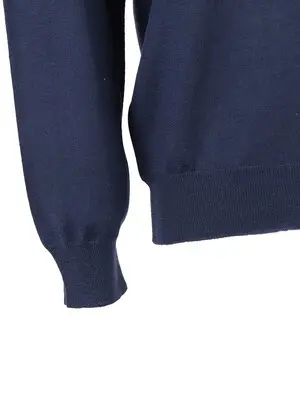Fedeli Long Sleeve Knitted Mock Neck Sweater - Blu