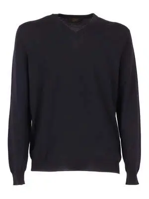 SLOWEAR V Neck Knit Top - Blu