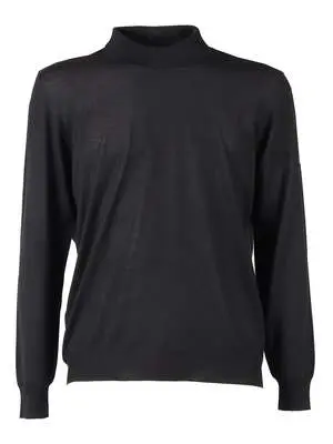 Fedeli Knitted Long Sleeve Mock Neck Sweater - Red