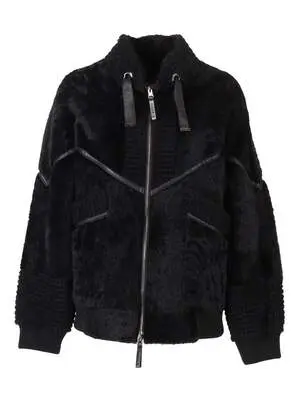 DIEGO M Nappa Leather Jacket With High Collar