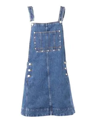 7 For All Mankind Denim Dungaree Dress With Carpenter Details - Blu