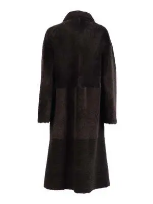 DIEGO M Nappa Leather Coat With Laser-cut Inserts