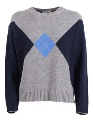 KANGRA Intarsia Rombo Crewneck - Blu