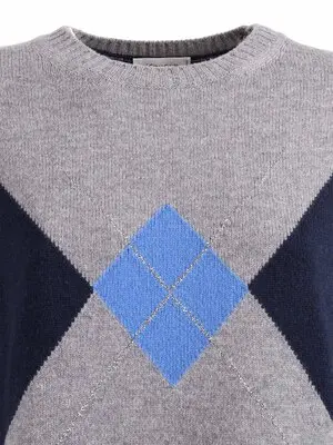KANGRA Intarsia Rombo Crewneck - Blu