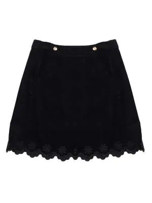 Chloé Floral Embroidered Velvet Skirt