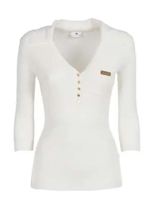 Elisabetta Franchi Tricot Knit Top - White